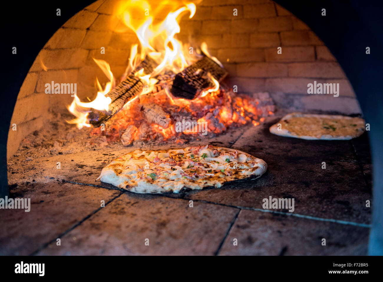 Tarte Flambee, A Traditional French Dish Fresh Baked In A Wood-Fired ...
