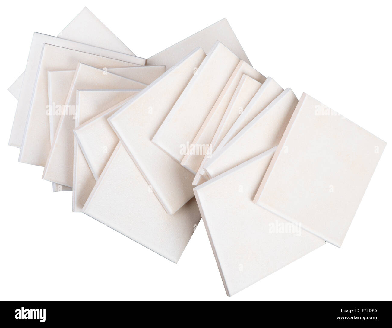 Stack of tiles on white, top view Stock Photo - Alamy