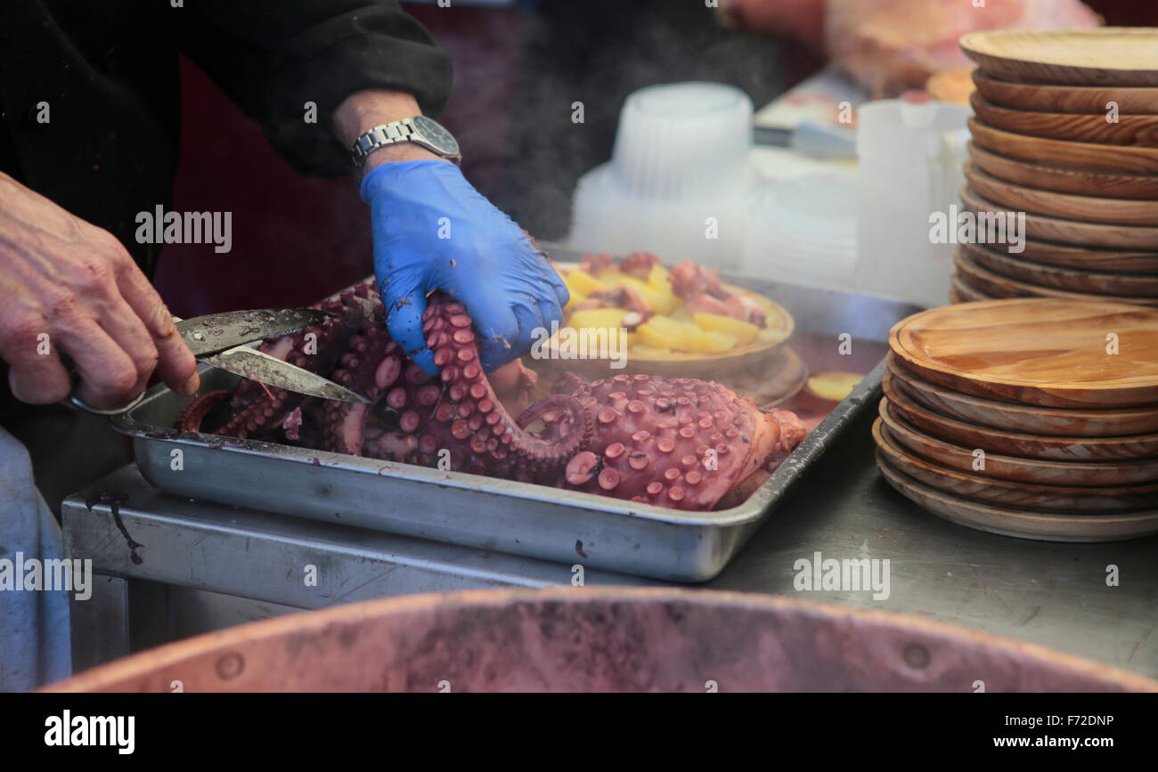 Typical local dishes and meals offered on a gastronomic street fair in ...
