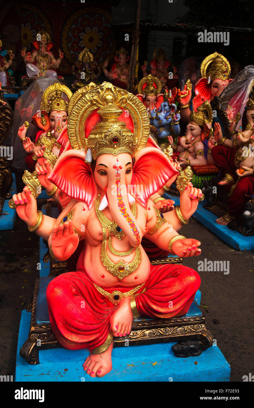 Ganesh idols kept for sell, pune, maharashtra, india, asia Stock Photo ...