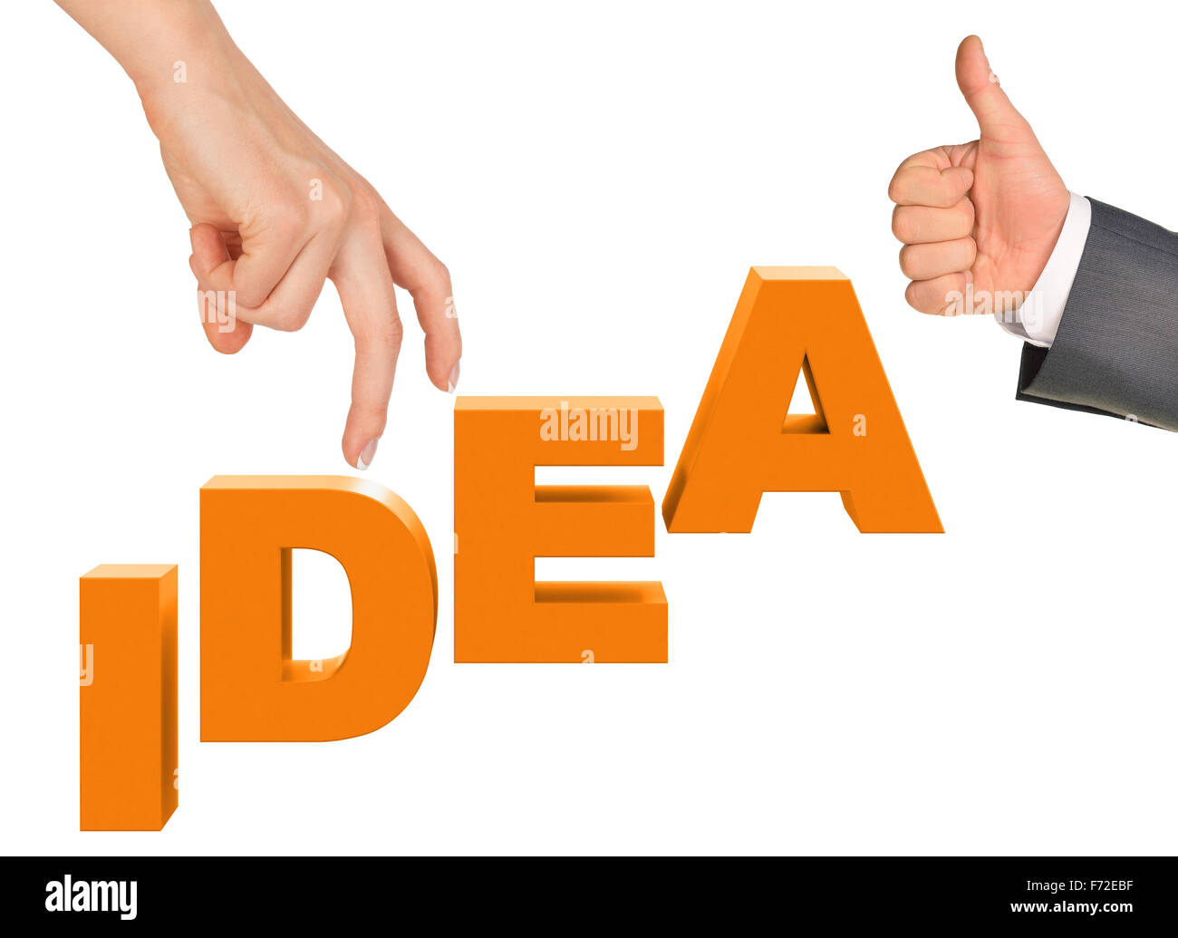 Womans fingers stepping on word idea Stock Photo - Alamy