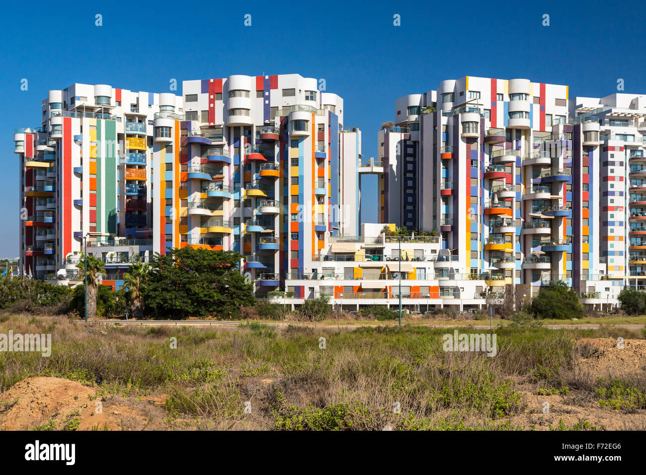 A colorful condominium complex in Herzliya, Israel, Middle East Stock ...