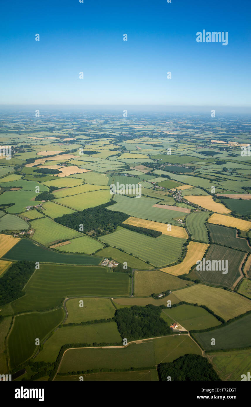 Aerial view over the English countryside in the summer UK Stock Photo ...
