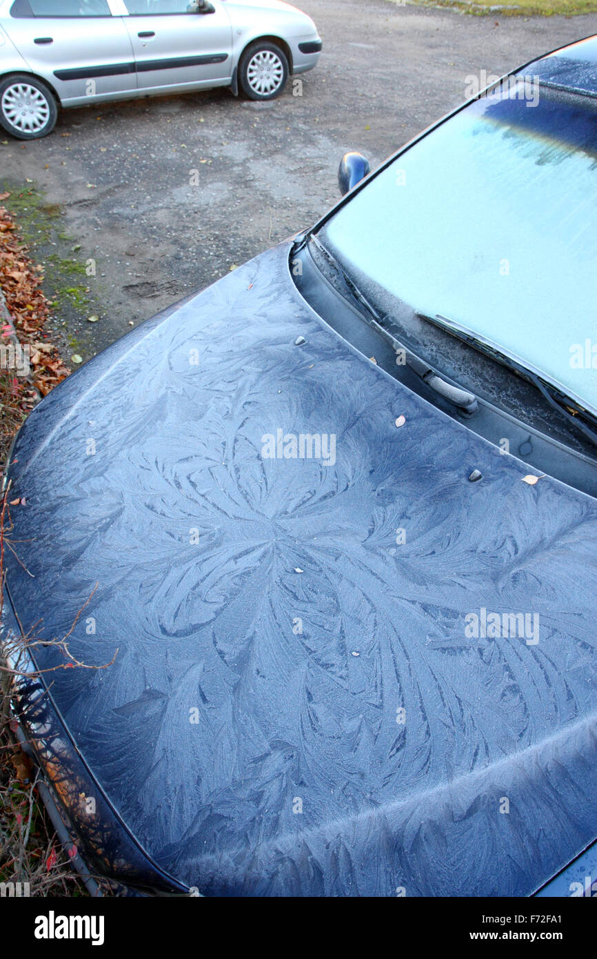 Ice patterns formed on a car. Europe Stock Photo - Alamy
