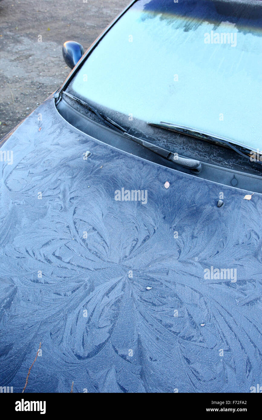 Ice patterns formed on a car. Europe Stock Photo - Alamy