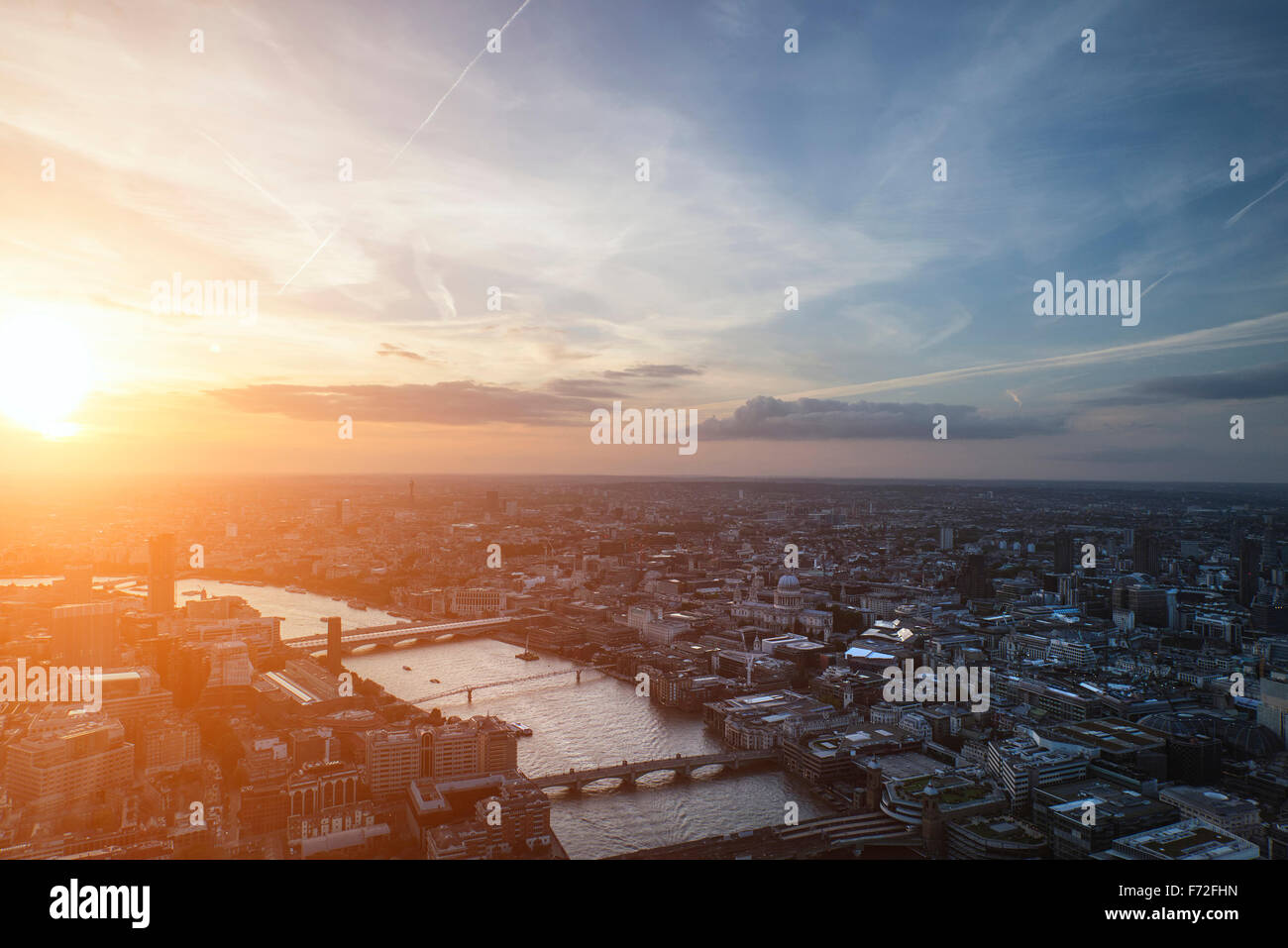 London city aerial view over skyline with dramatic sky Stock Photo - Alamy