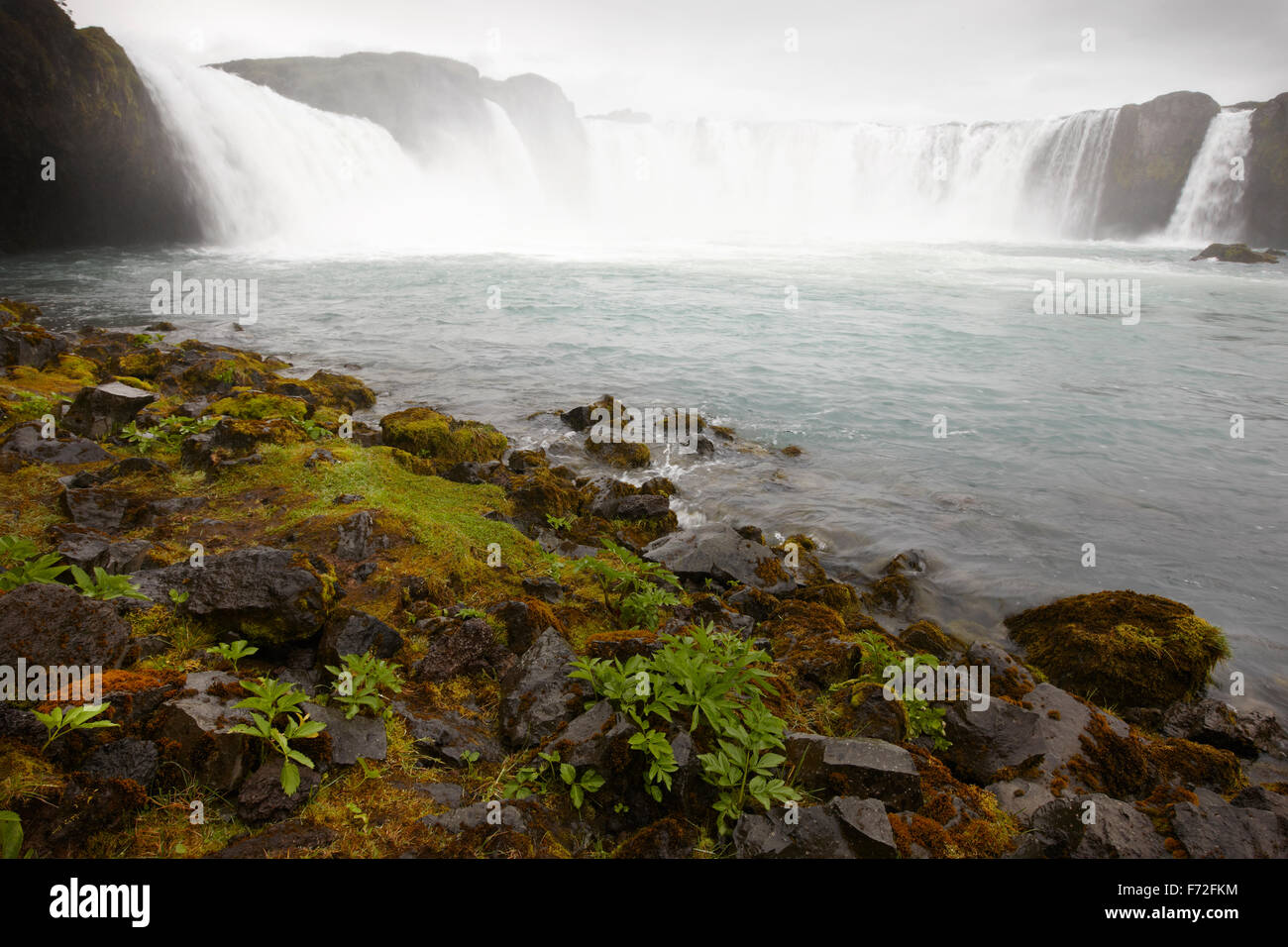 Bardardalur field of lava and Godafoss waterfall Iceland Stock Photo ...