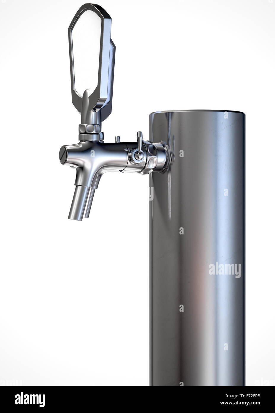 A regular double chrome draught beer tap on an isolated white ...