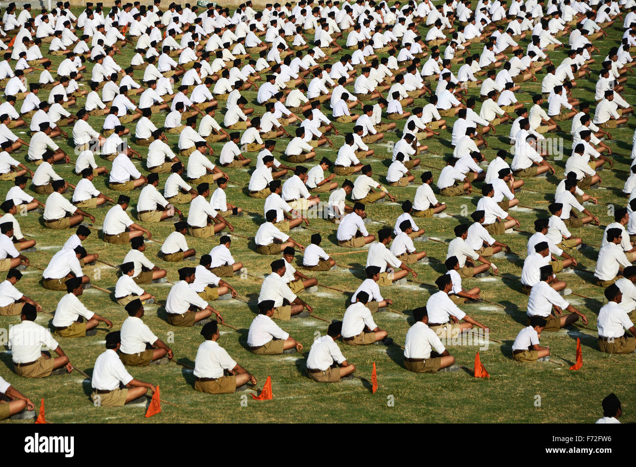 RSS, Rashtriya Swayamsevak Sangh volunteers sitting annual function ...
