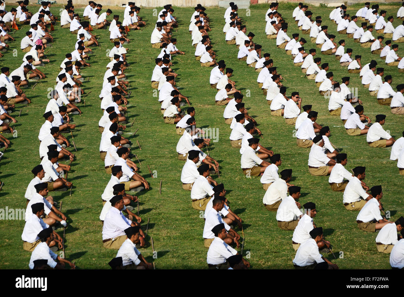 Volunteers sitting annual function ground, jodhpur, rajasthan, india ...