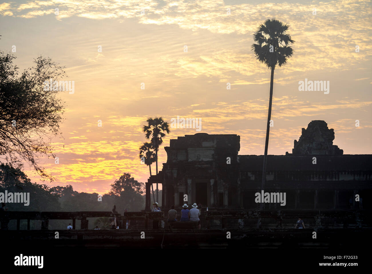 The Angkor Wat temple at sunrise Stock Photo - Alamy