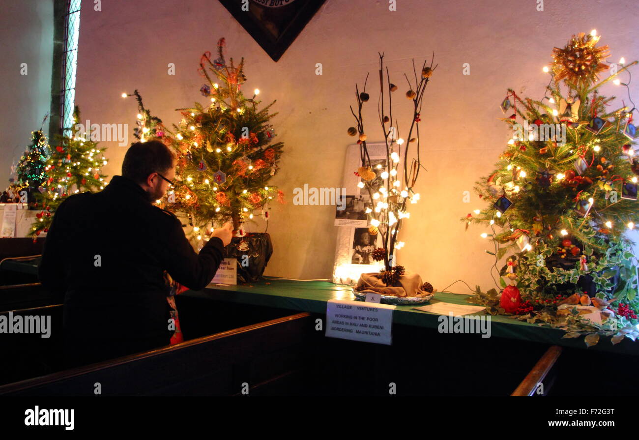 A man views a Christmas Tree Festival inside St Edmund's Church in the ...