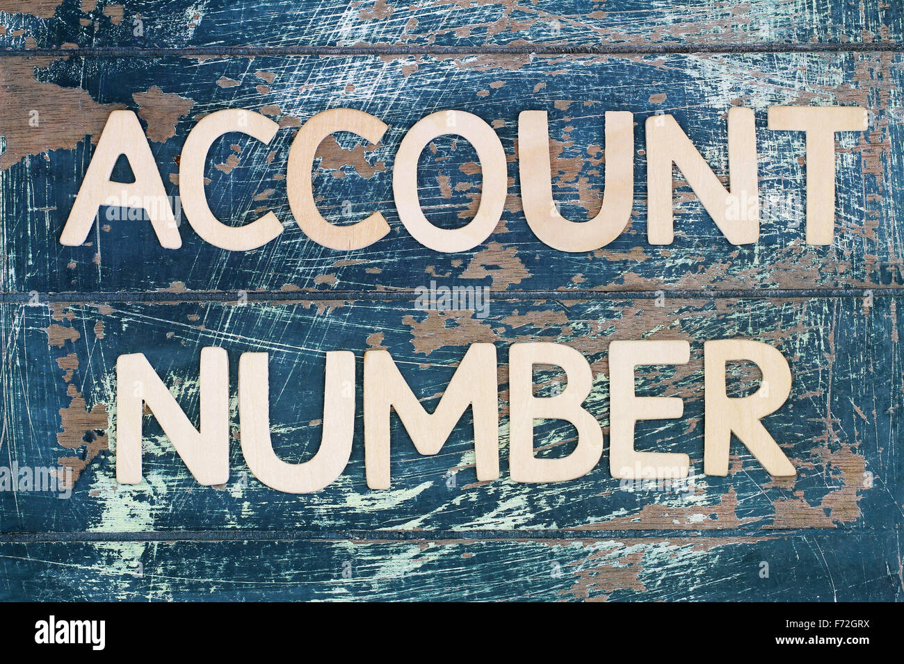 Account number written with wooden letters on rustic surface Stock ...