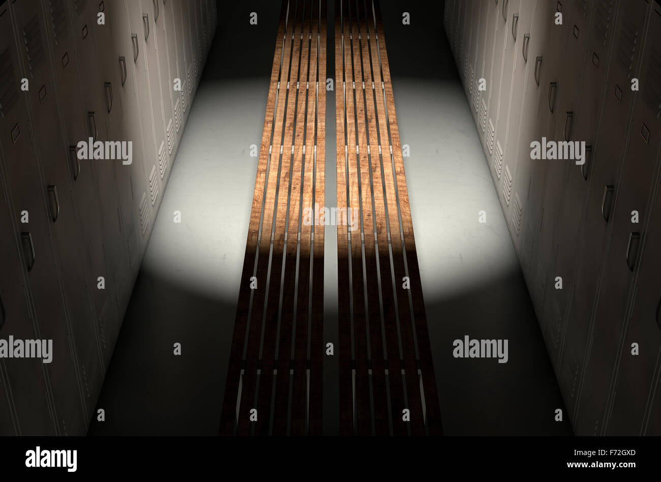 A direct top view of a row of regular gym changeroom lockers seperated ...