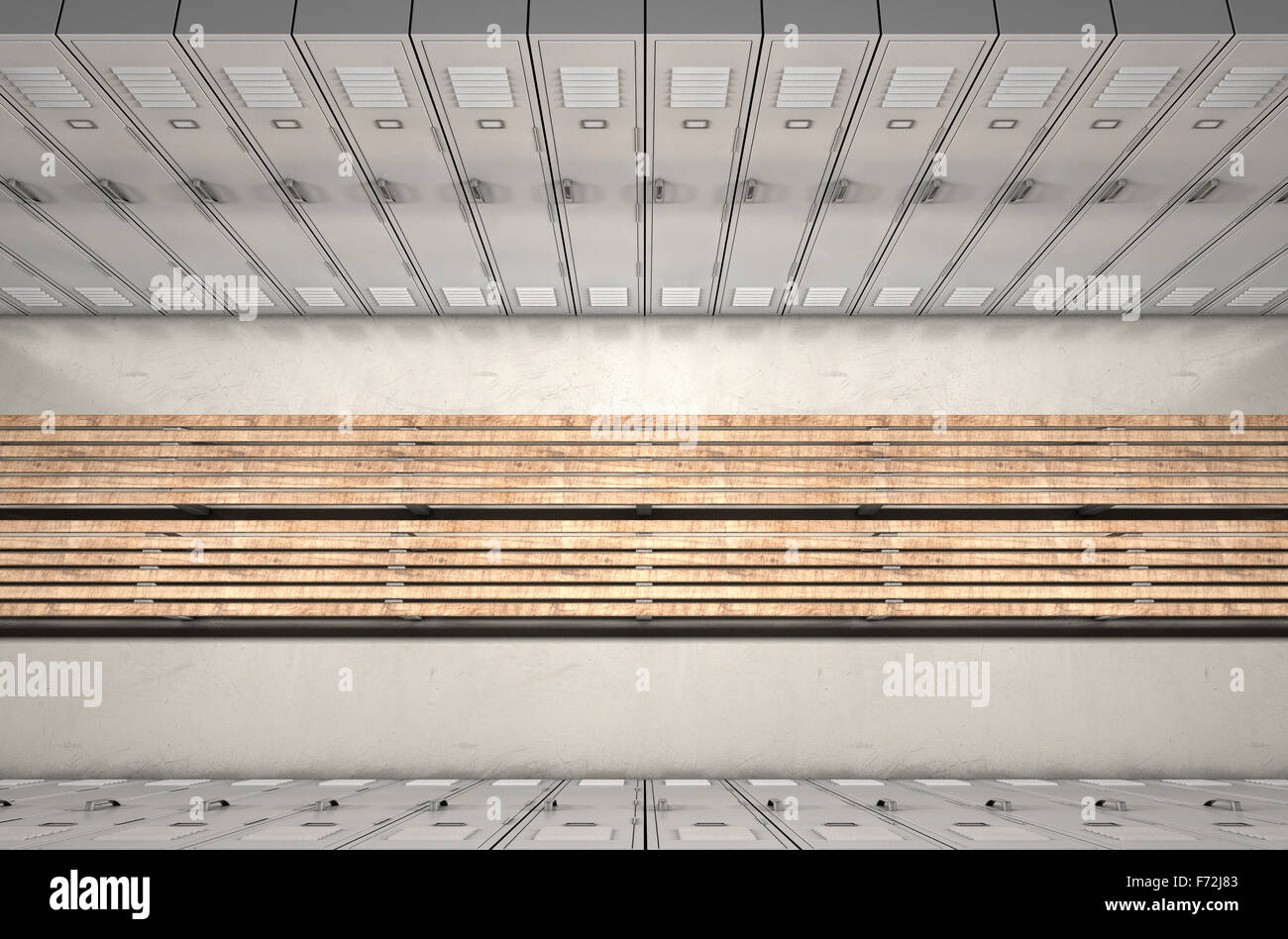 A direct top view of a row of regular gym changeroom lockers seperated ...
