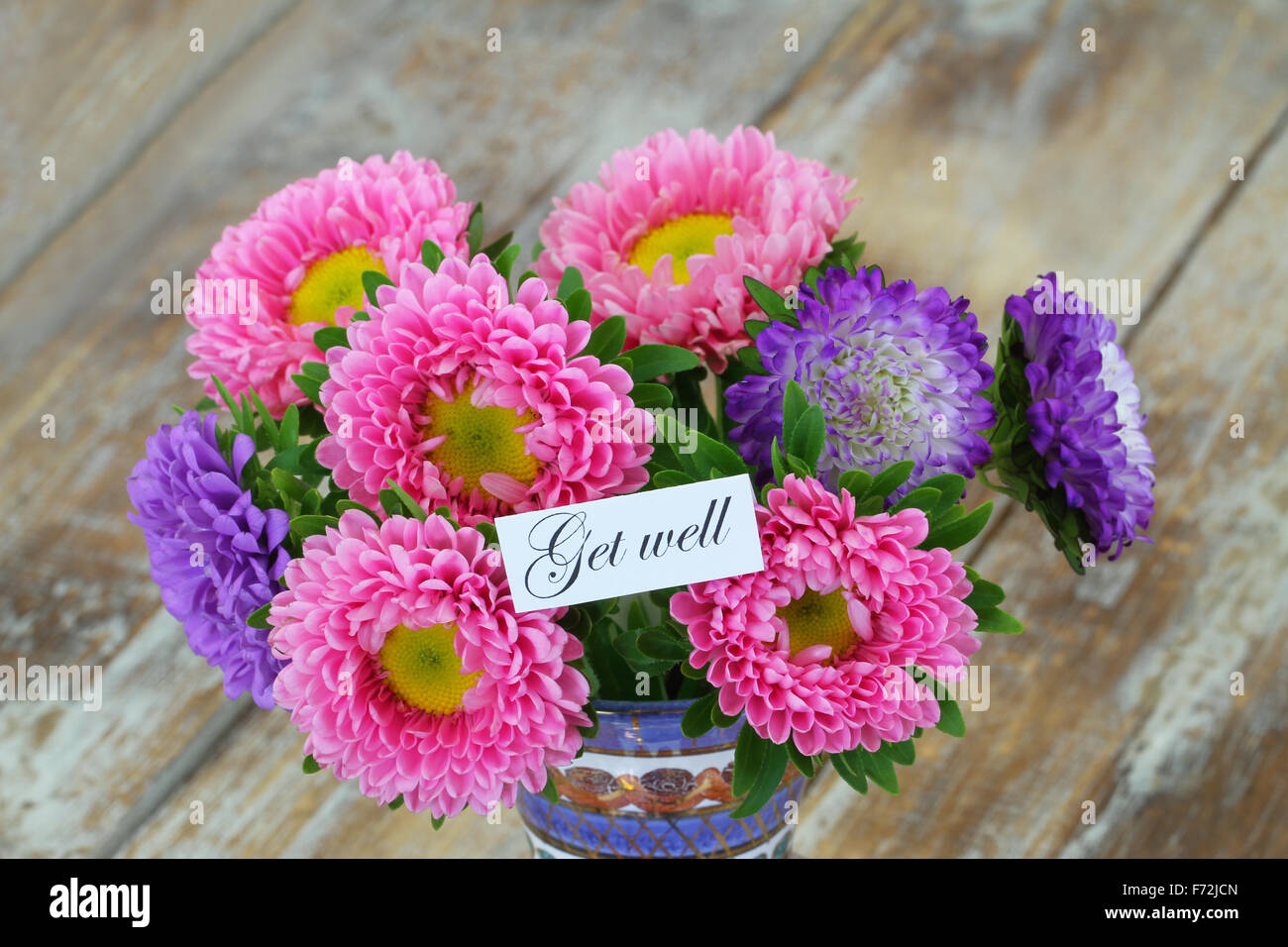 Get well card with colorful daisy flower bouquet Stock Photo - Alamy