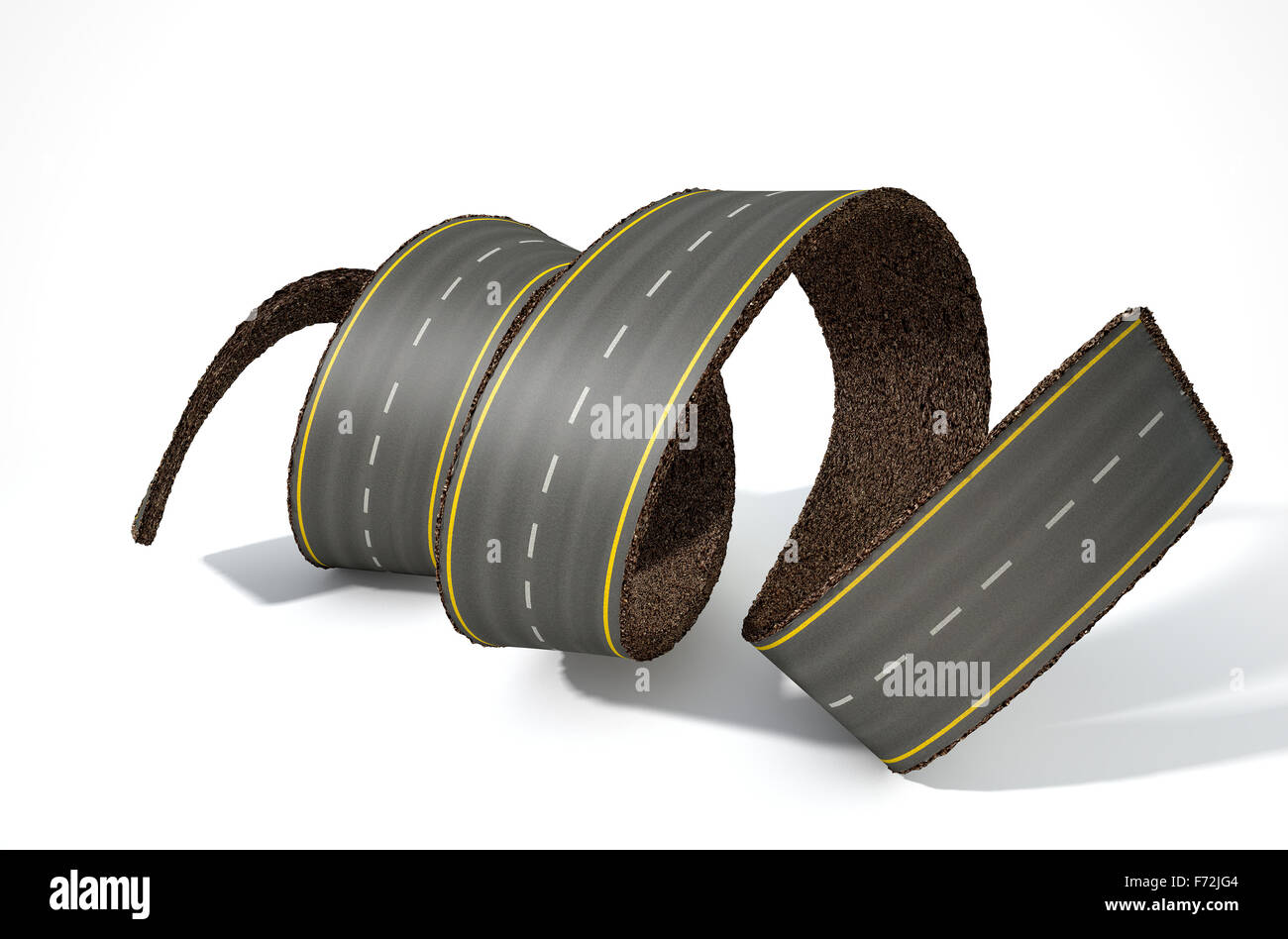 A concept image of a strip of tar that has been peeled and curled on an ...