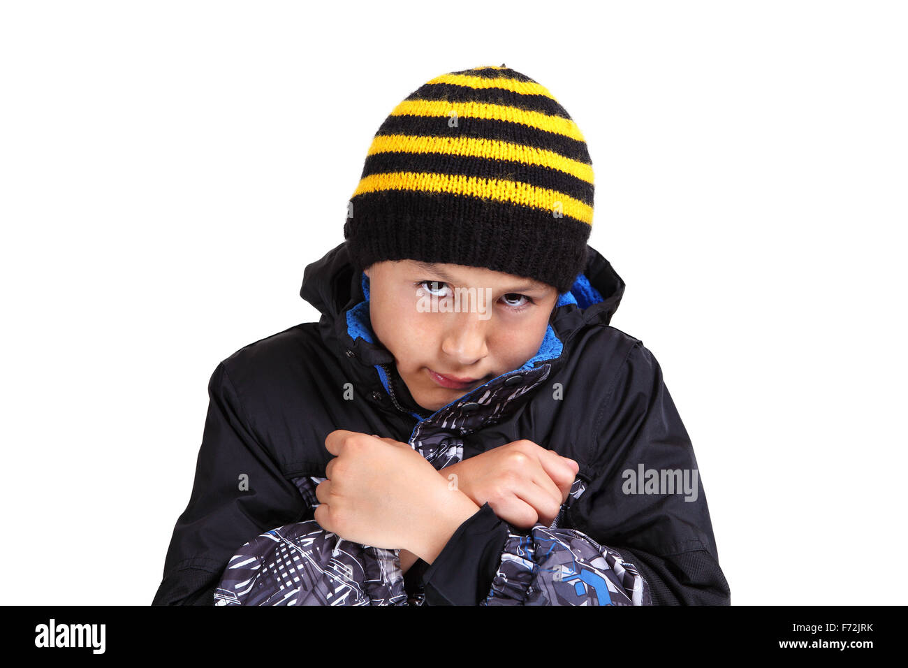 Young boy dressed up for winter - isolated on white Stock Photo - Alamy