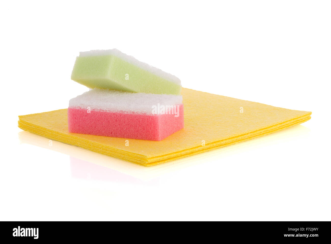 Cleaning equipment, sponges and cloth on a white background Stock Photo ...