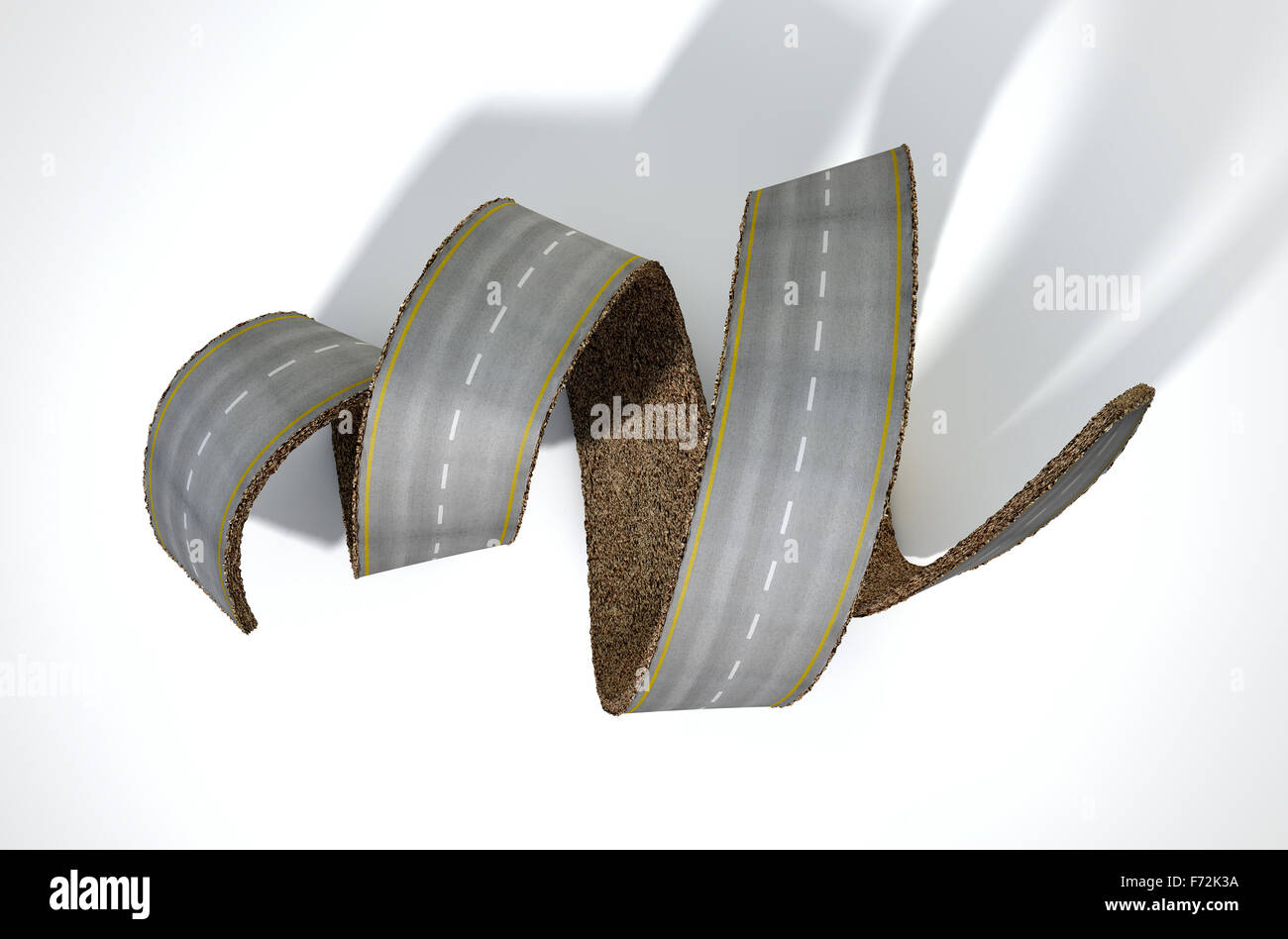 A concept image of a strip of tar that has been peeled and curled on an ...