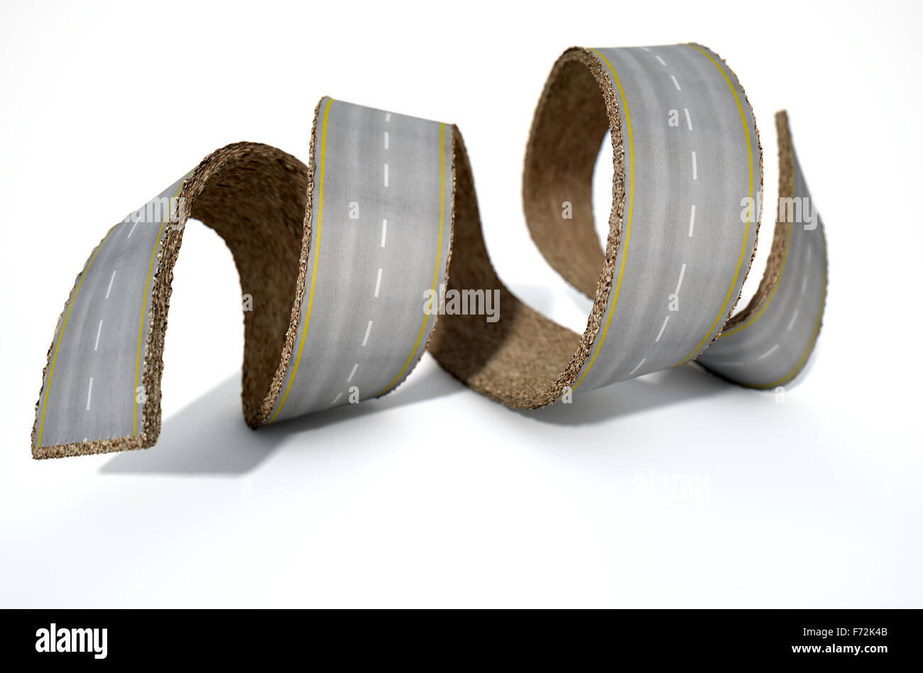 A concept image of a strip of tar that has been peeled and curled on an ...