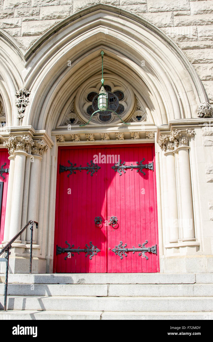 Red Church Doors Stock Photo - Alamy