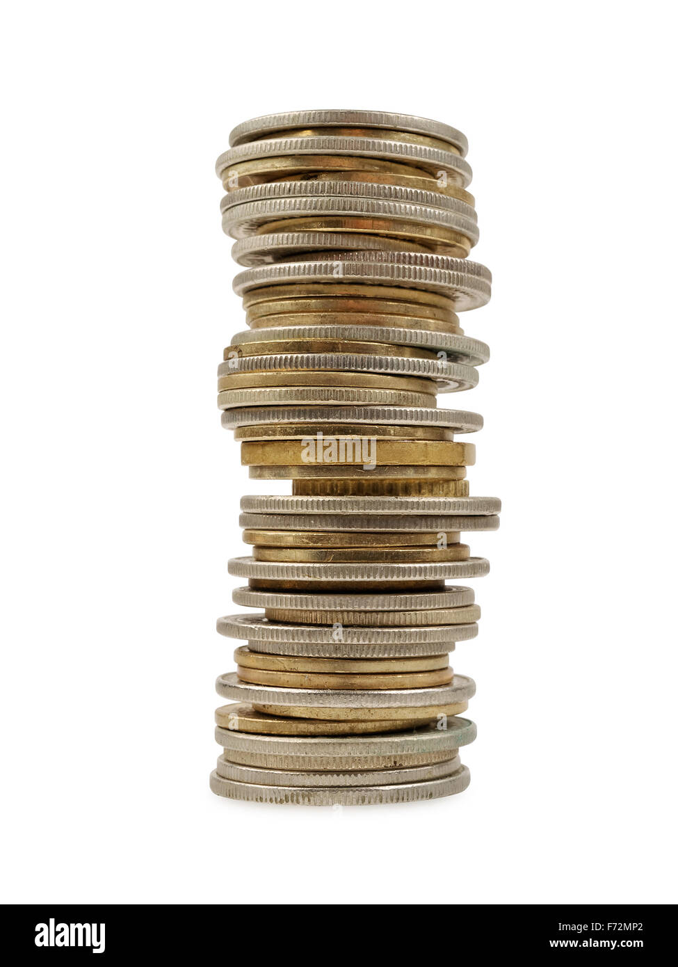 tower of coins isolated on white background, studio shot Stock Photo ...
