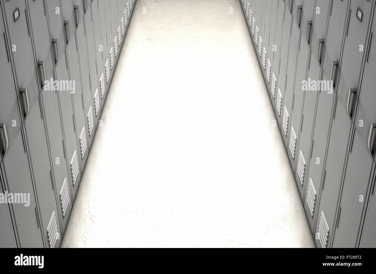 A direct top view of a row of regular school lockers in a corridor ...