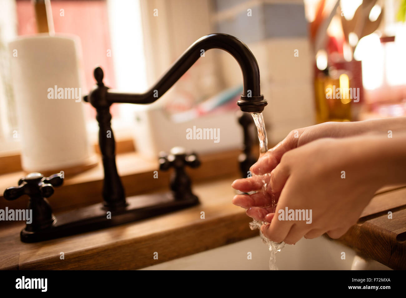 Womans hands washing Stock Photo - Alamy