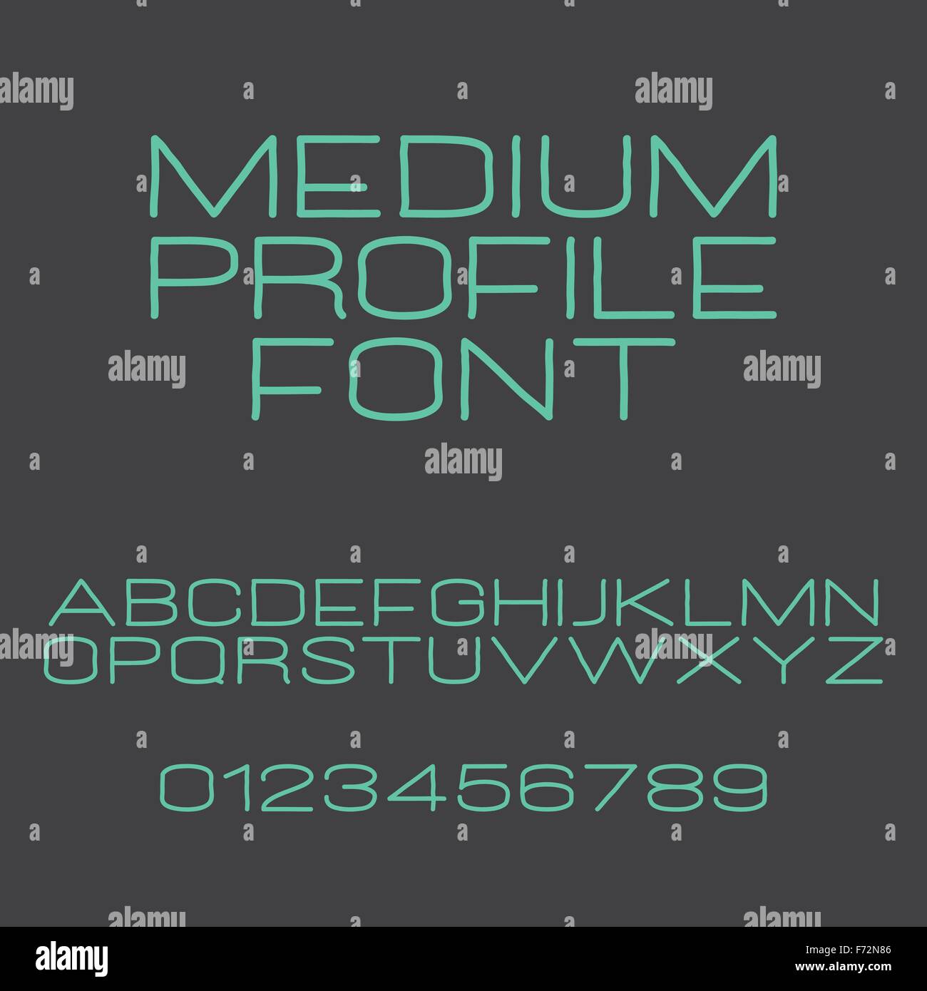 set of stylized, alphabet letters and digits isolated on gray ...