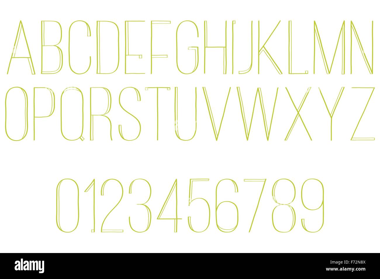 set of modern alphabet letters and numbers isolated on white background ...