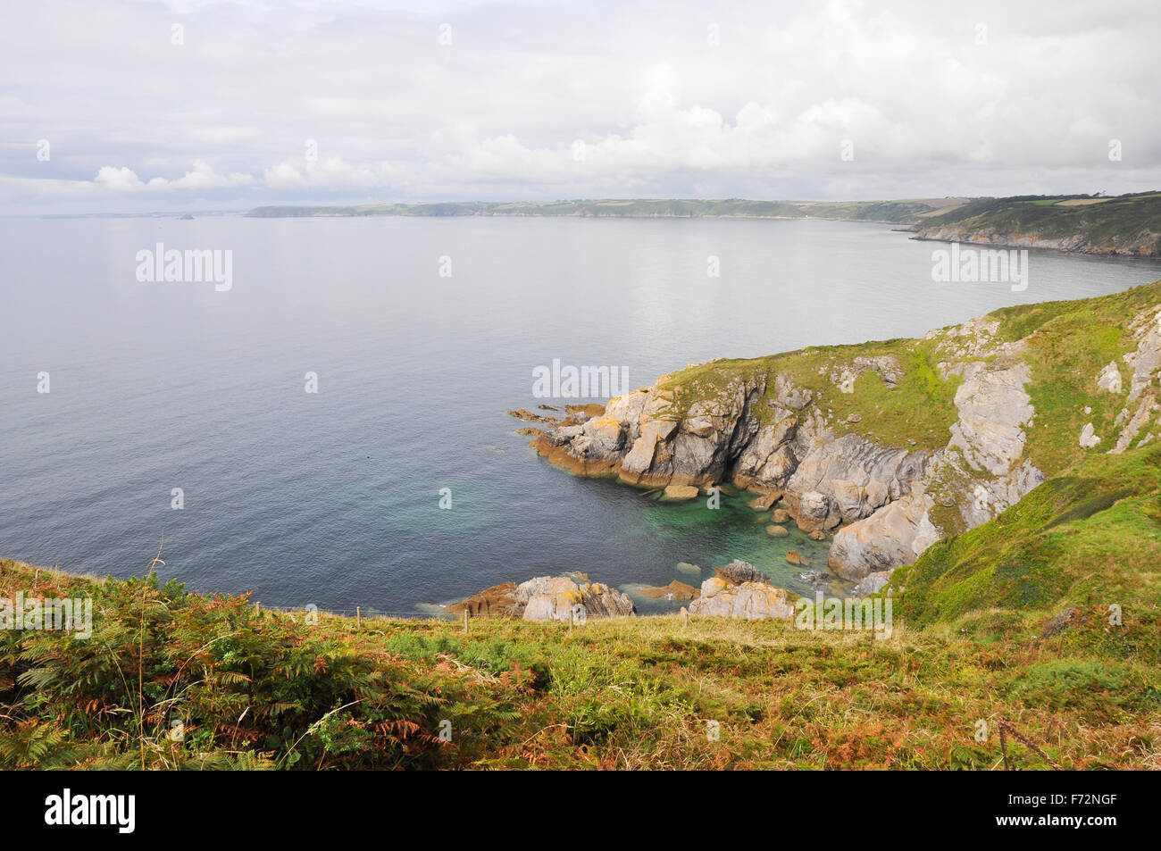 View west from Dodman Point across bay towards Gull Rock and Roseland ...