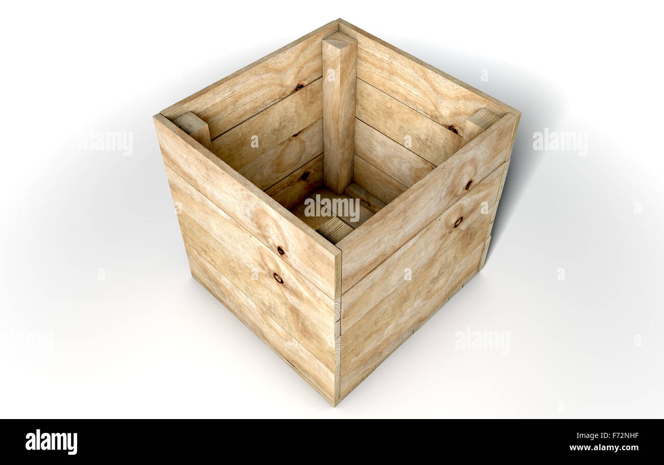An open empty wooden box on an isolated white studio background Stock ...