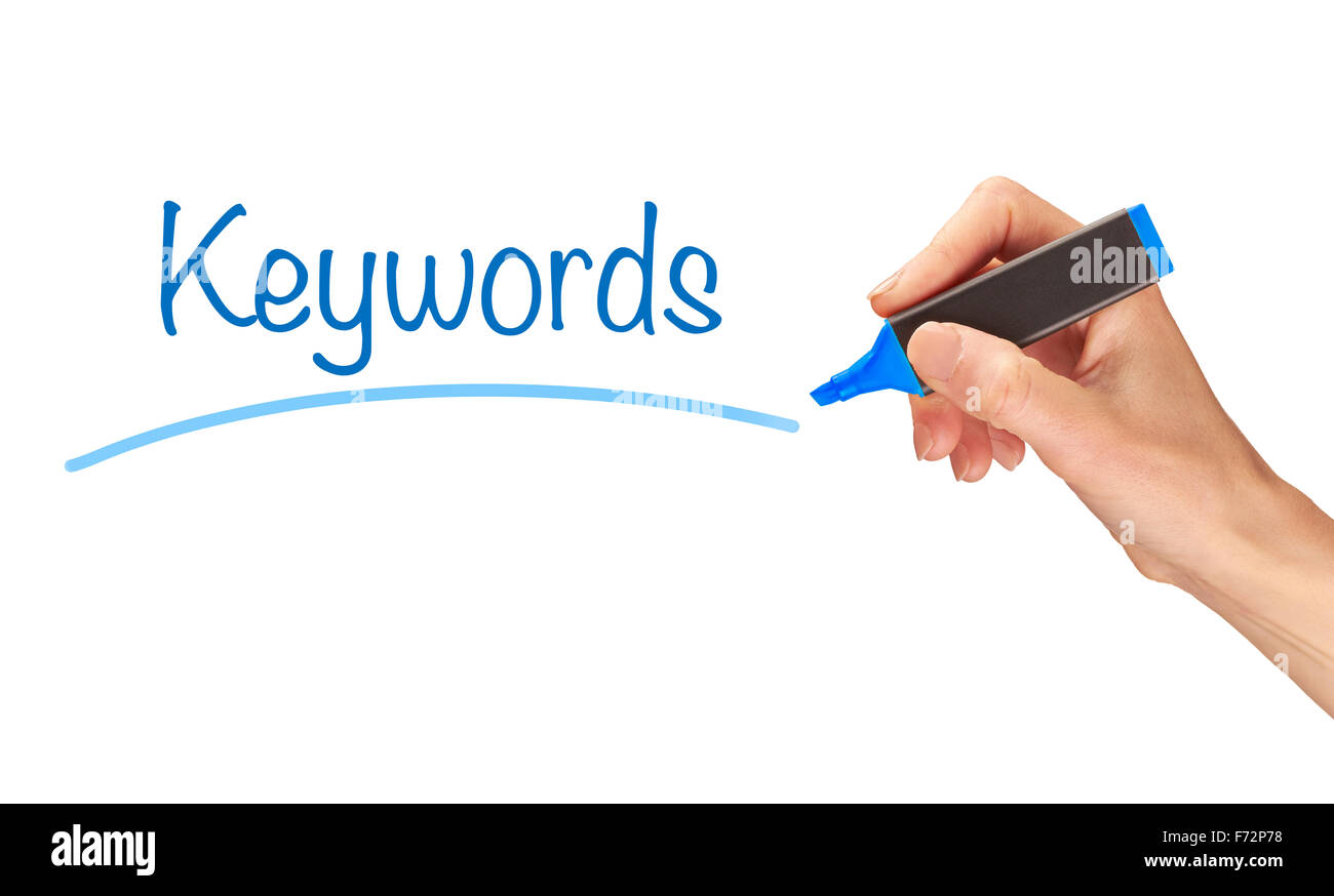 Keywords, written in marker on a clear screen Stock Photo - Alamy
