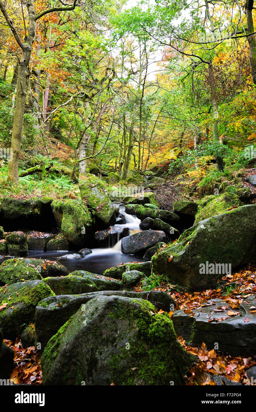 Image Of Waterfall At Padley Gorge Peak District Derbyshire Uk Stock