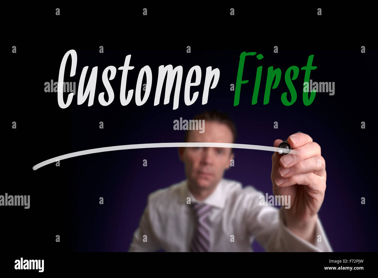 Customer First, Induction Training headlines concept Stock Photo - Alamy