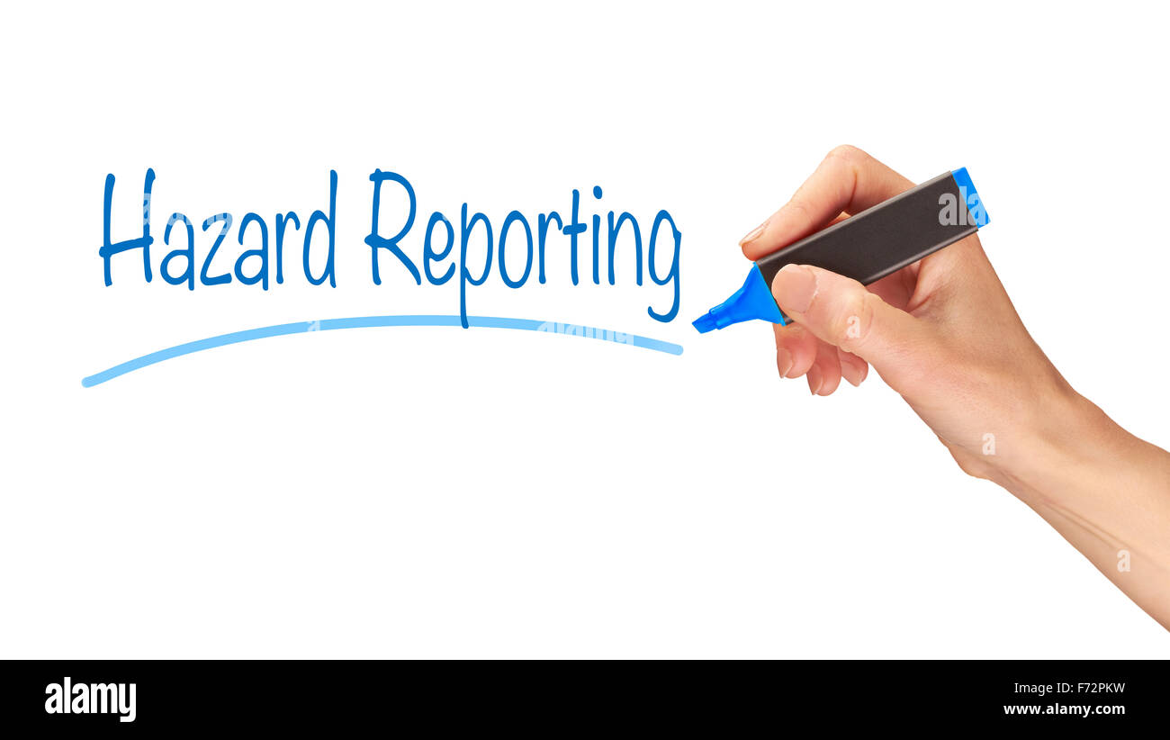 Hazard Reporting, Induction Training headlines concept Stock Photo - Alamy