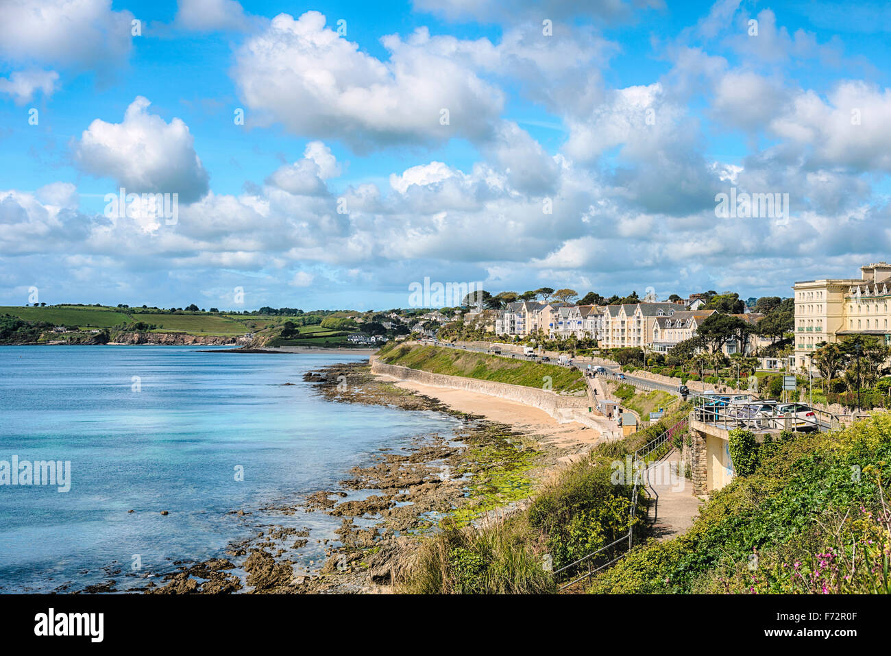View over Gyllyngvase Beach in Falmouth, Cornwall; England; United ...