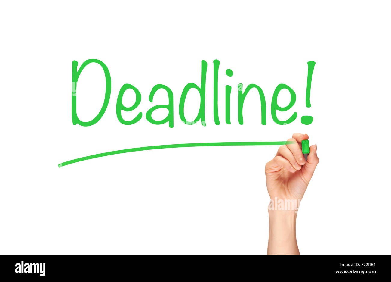 A woman's hand writing the word, Deadline, on a clear screen Stock ...