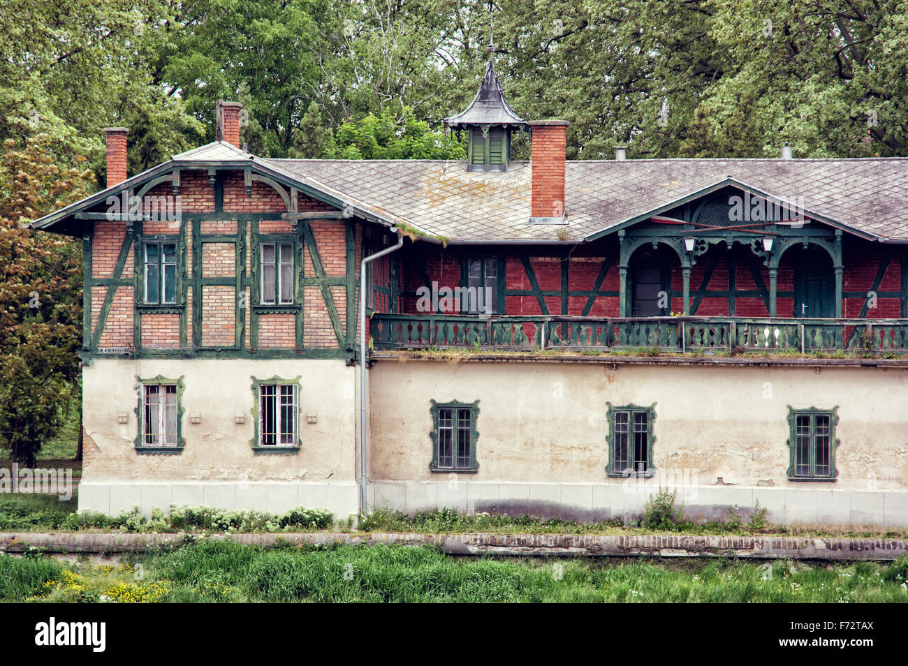 Old station building in Gyor. Hungary. Architectural theme Stock Photo ...