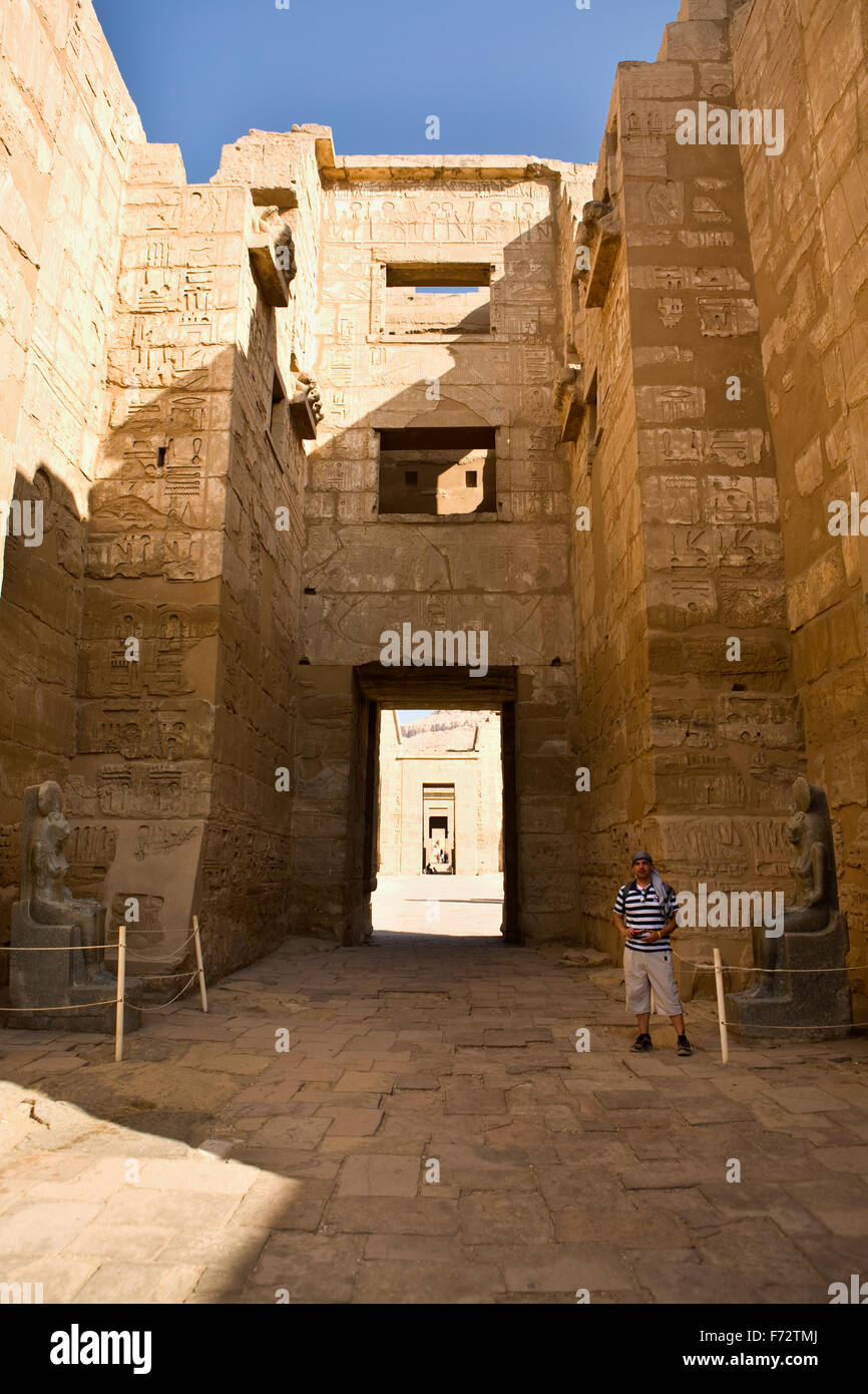 Temple of Medinet Habu (dedicated to Ramesses III), on the West bank of ...