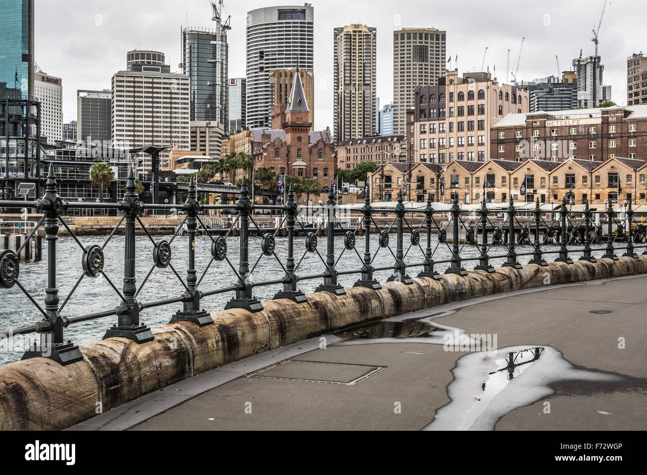 SYDNEY - OCTOBER 25:Ccircular Quay waterfront, piers at cloudy day view ...