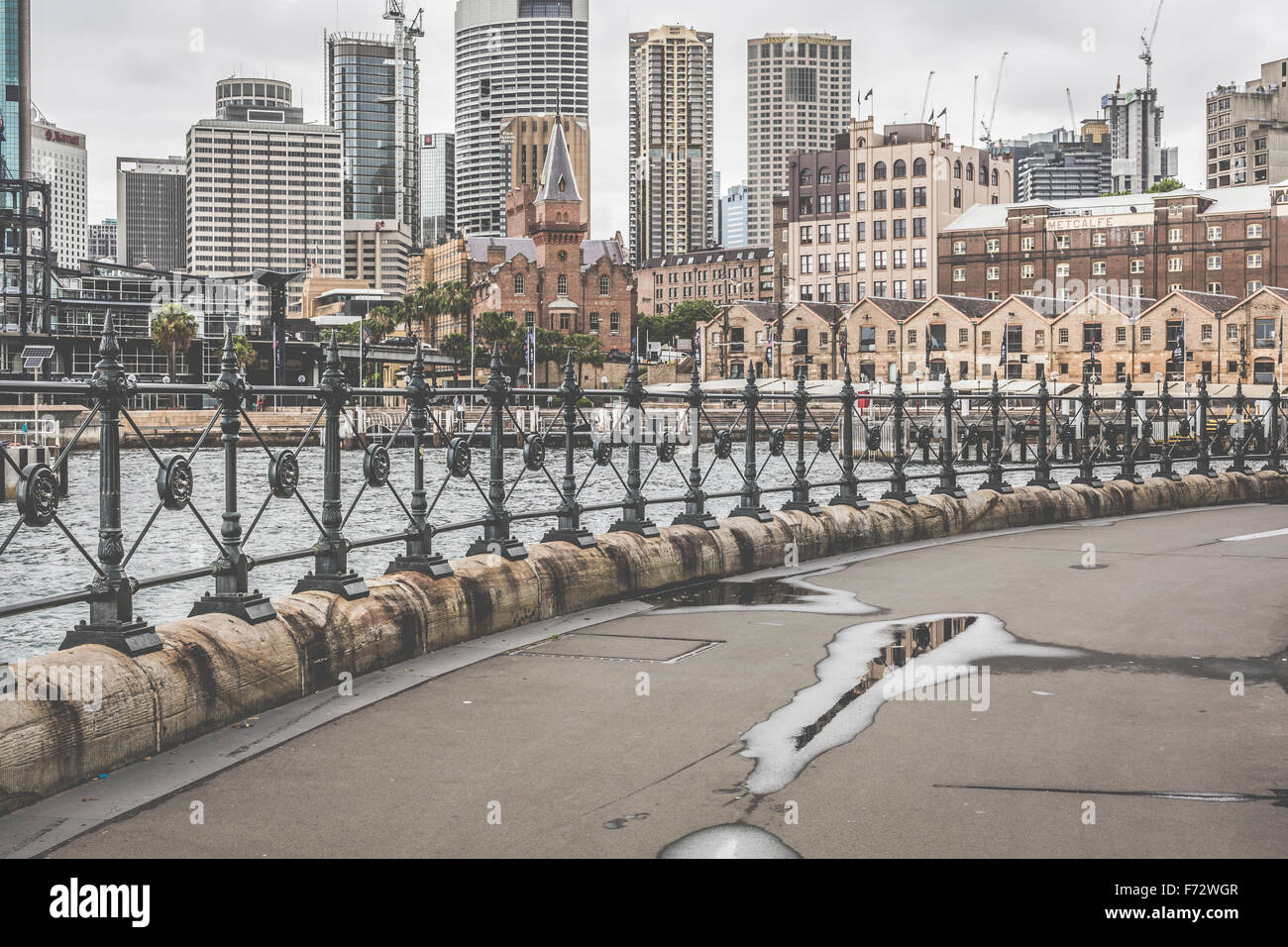 SYDNEY - OCTOBER 25:Ccircular Quay waterfront, piers at cloudy day view ...