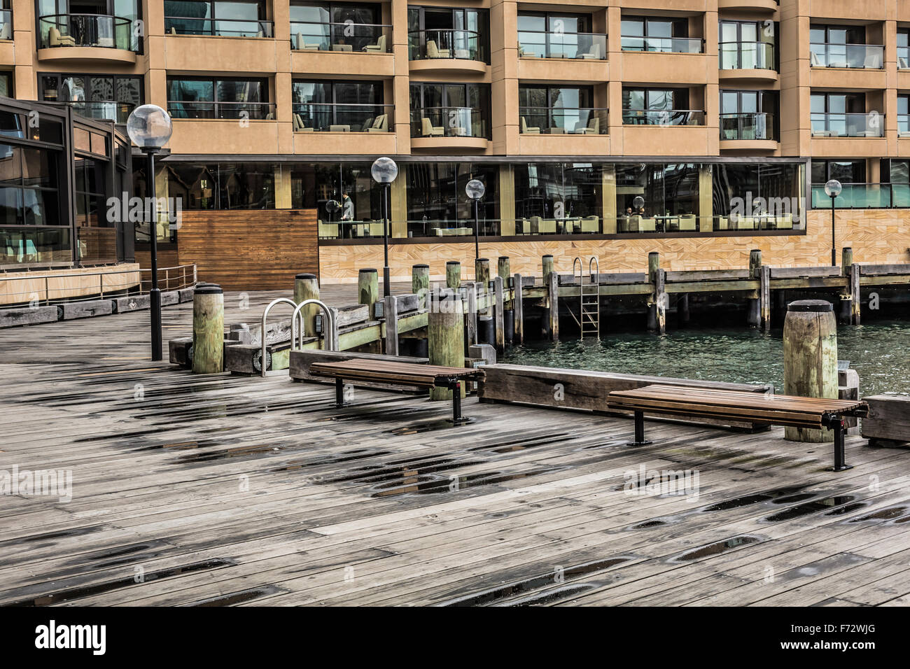 SYDNEY - OCTOBER 25:Ccircular Quay waterfront, piers at cloudy day view ...