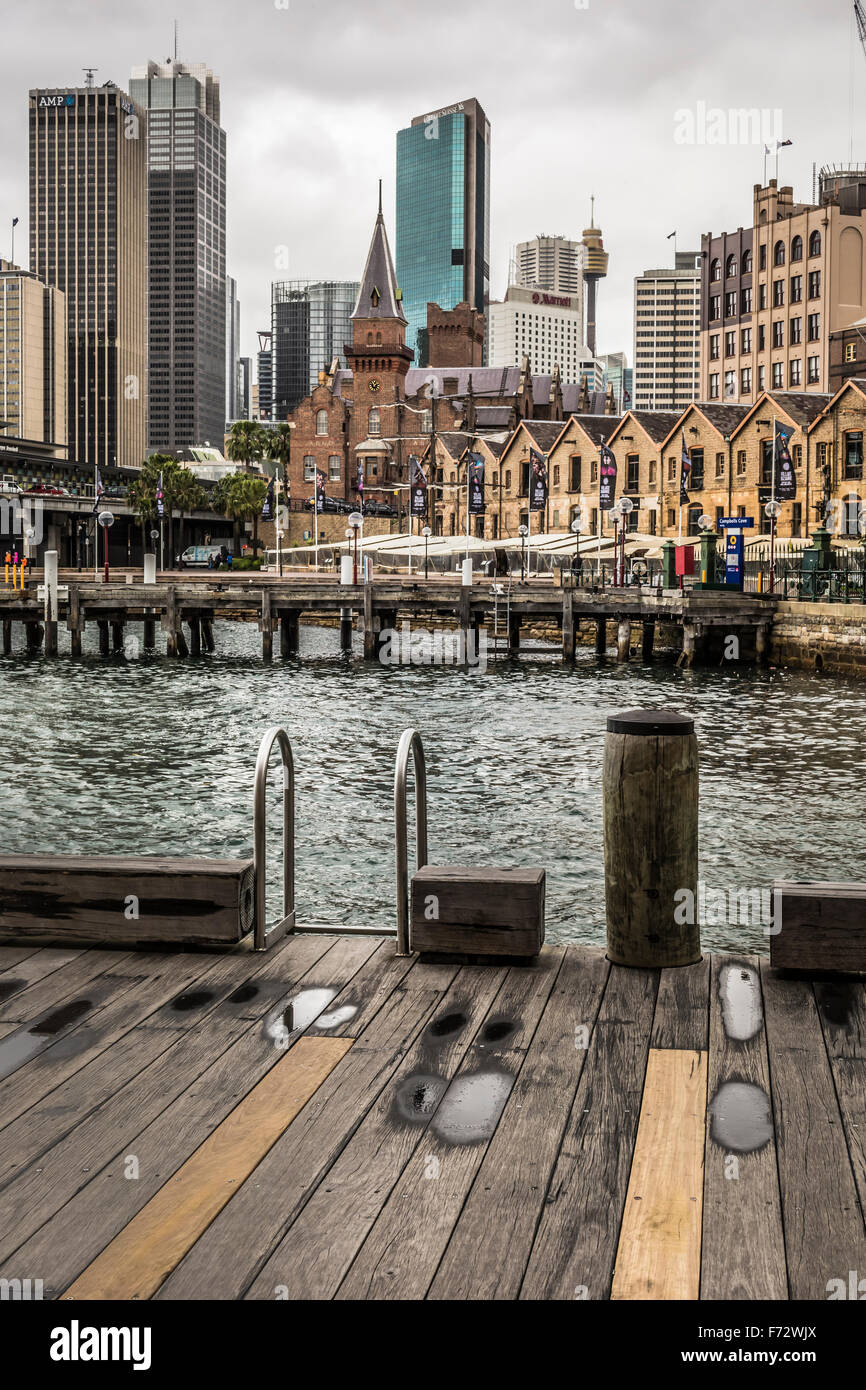 SYDNEY - OCTOBER 25:Ccircular Quay waterfront, piers at cloudy day view ...