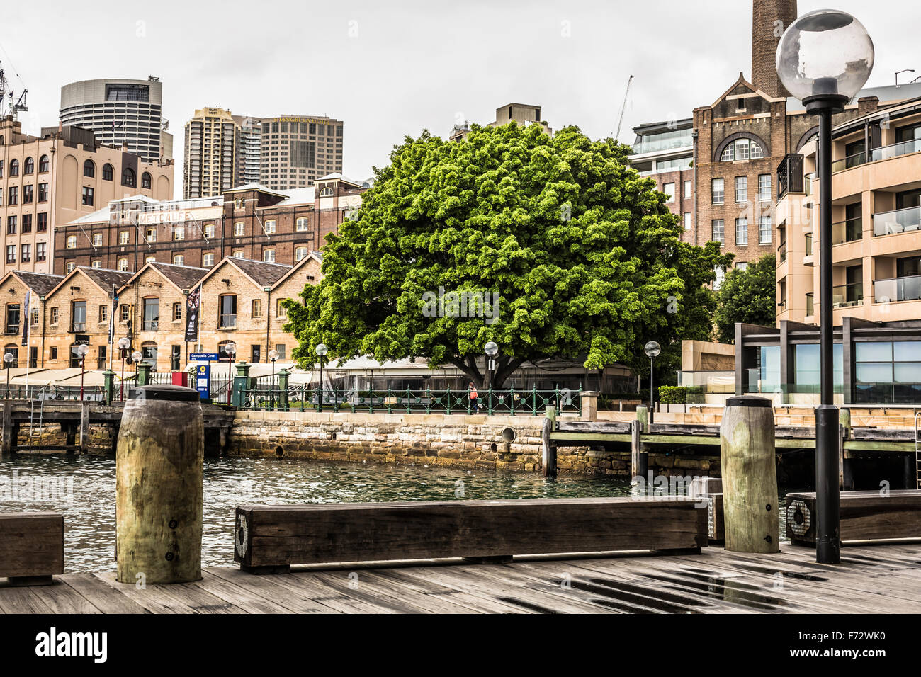 SYDNEY - OCTOBER 25:Ccircular Quay waterfront, piers at cloudy day view ...