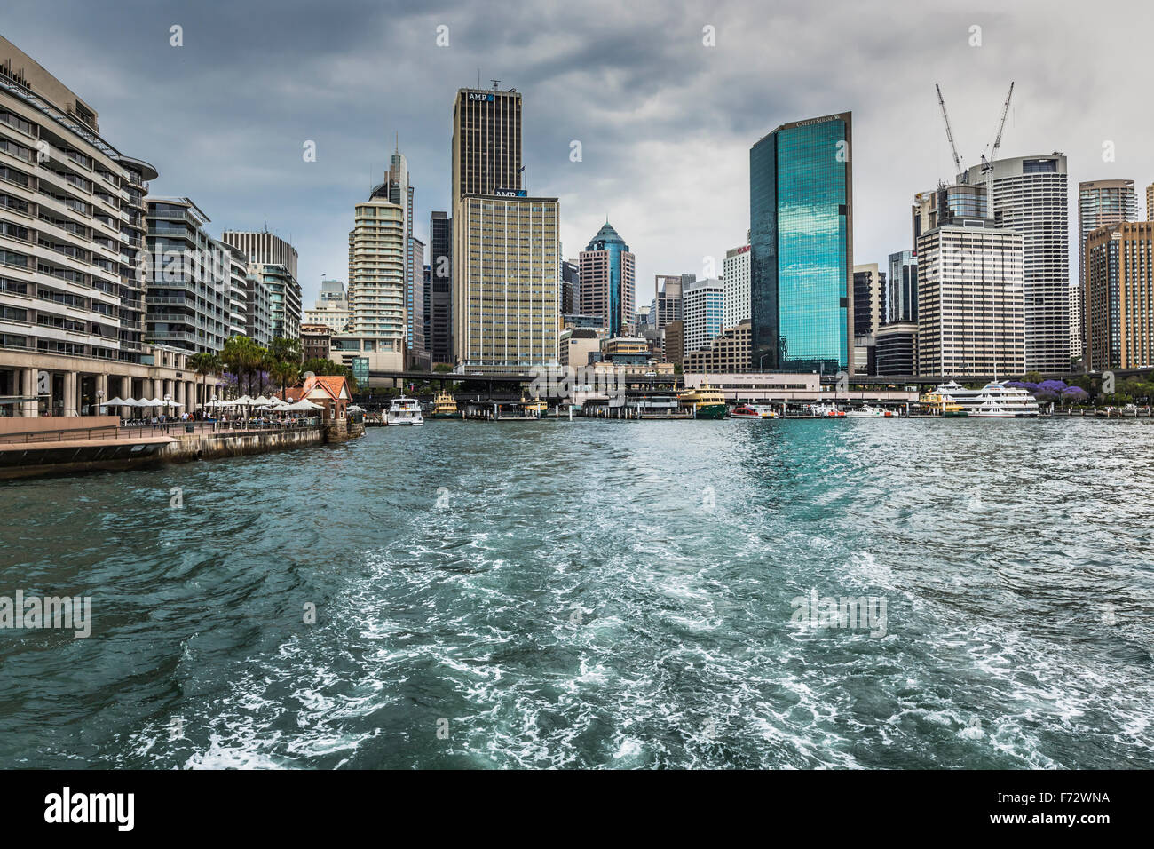 SYDNEY - OCTOBER 27 : Sydney city circular quay sunset lights and ...