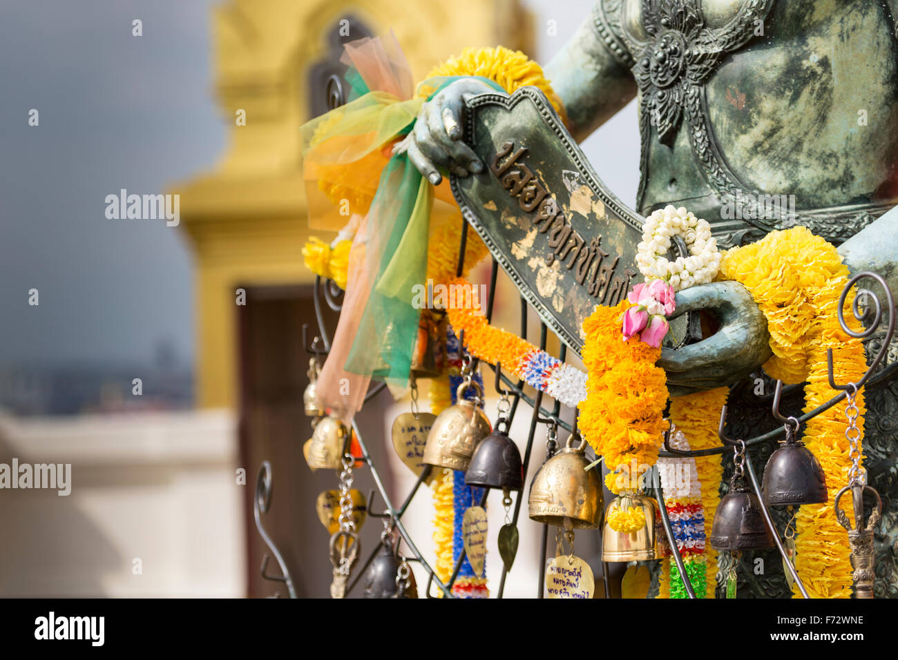 The Stupa at the top of Wat Saket, also known as the Golden Mount, in the historic district of ...