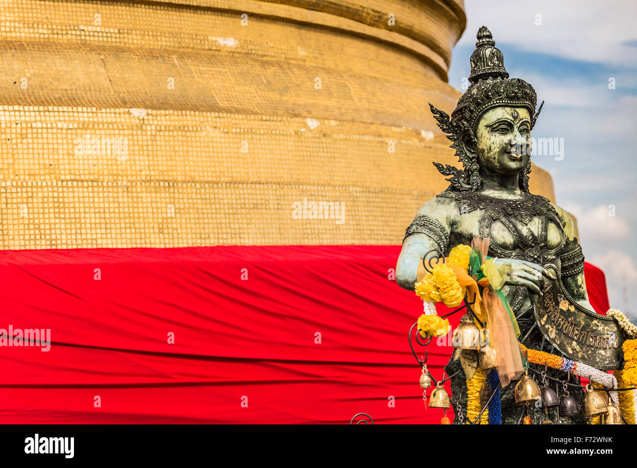 The Stupa at the top of Wat Saket, also known as the Golden Mount, in the historic district of ...