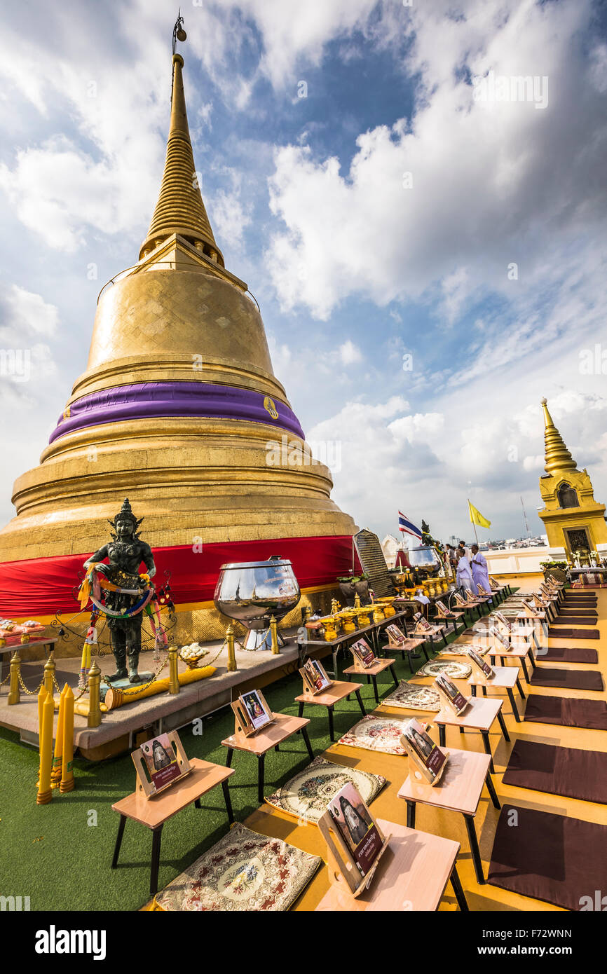 The Stupa at the top of Wat Saket, also known as the Golden Mount, in the historic district of ...
